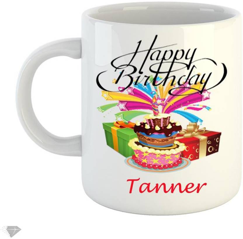 REINDEER Happy Birthday Tanner 350ml white ceramic mug Ceramic Coffee ...