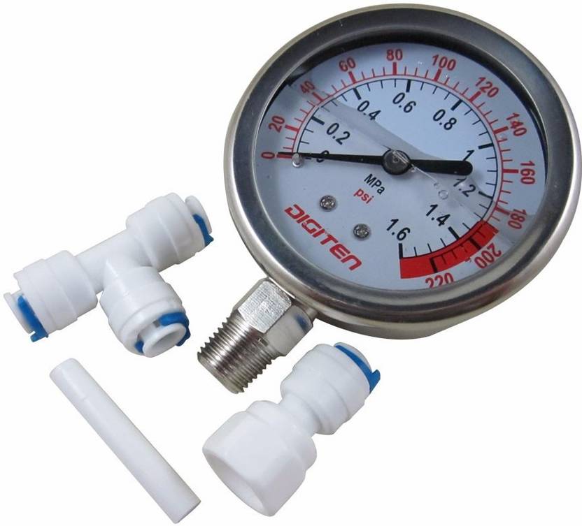 BALRAMA RO Pump Pressure Gauge Kit 150 PSI Dial Bottom Gly Filled ...