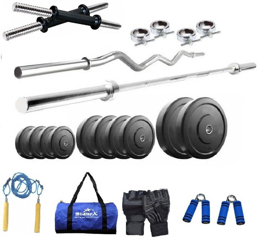 Star X 45 kg 45KG PVC weight with rods and accessories Home Gym Combo ...