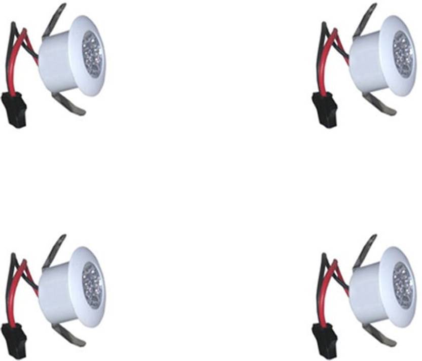 GLAZO 1 watt LED COB/Spot/Button Light warm white (Yellow) pack of 4 ...