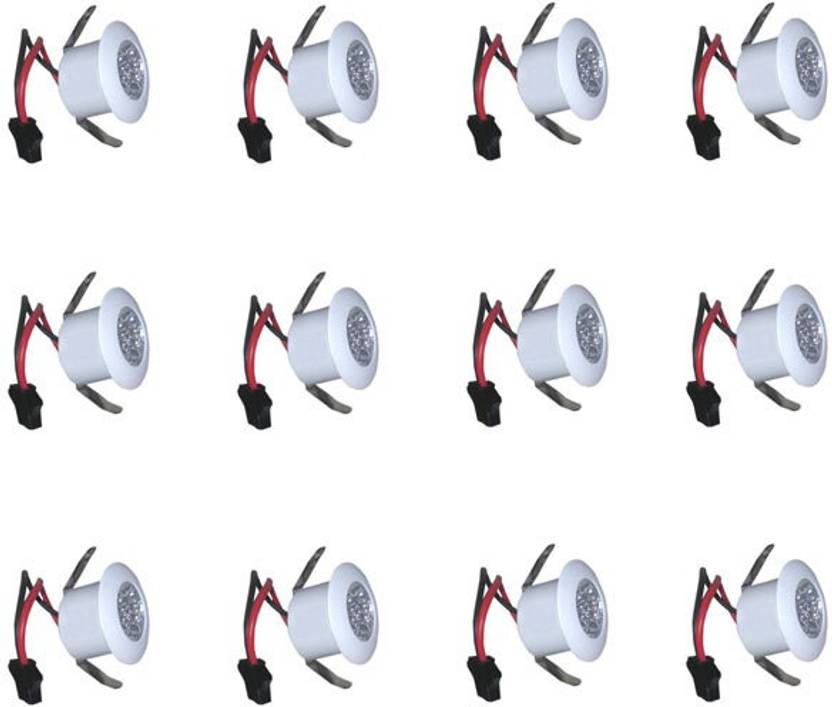 GLAZO 1 watt LED COB/Spot/Button Light warm white (Yellow) pack of 12 ...