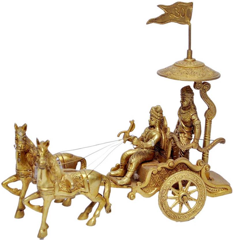 MP Crafts Brass Lord Krishna and Arjun Rath Chariot Horse & Rider ...