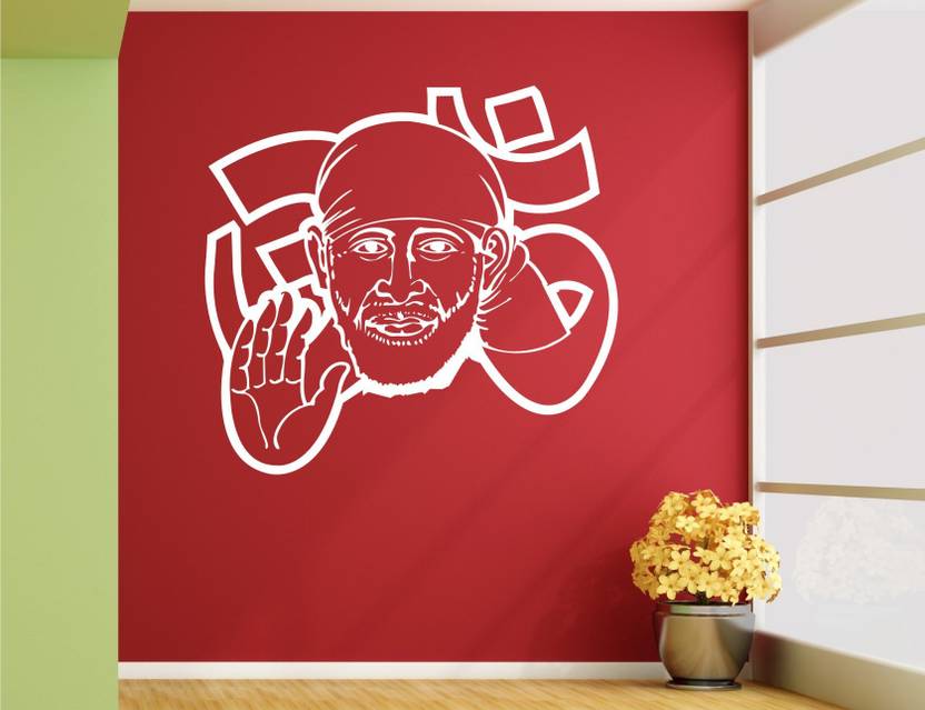 WALL GURU 59.62 cm Sai baba white wall decal and sticker size(59*62)cm ...