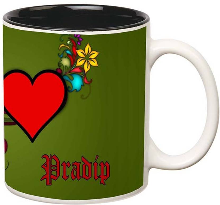 Muggies Magic Pradip Name love Design Ceramic Coffee Mug Price in India ...
