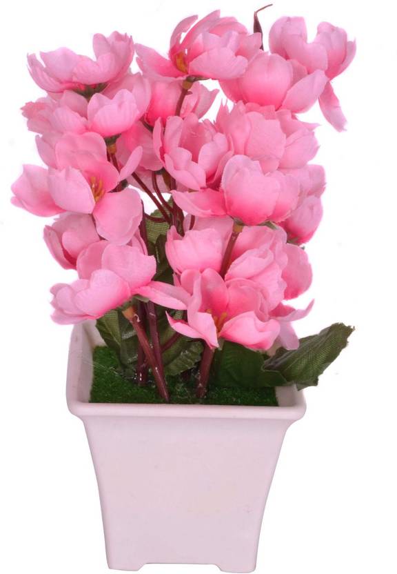 Pindia Pindia Decorative Pink Light Artificial Flower Plant With Pot ...