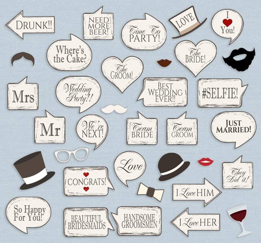 Party Propz SET OF 35 PHOTO PROPS/ PHOTO BOOTH BOARD/ PHOTOBOOTH PROPS ...