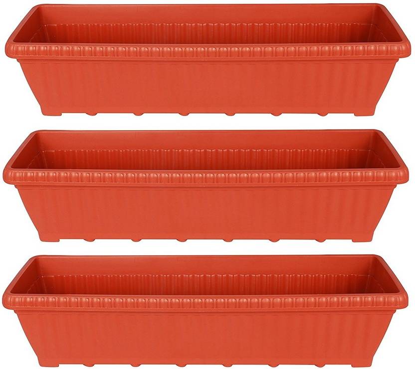 Green Ivy Rectangular Planter 24 inches (Pack of 3) Plant Container Set ...