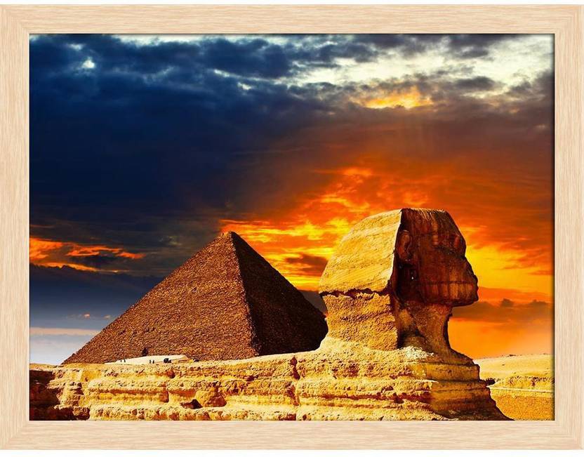 Artzfolio Great Sphinx And The Pyramids Framed Wall Art Painting Print ...