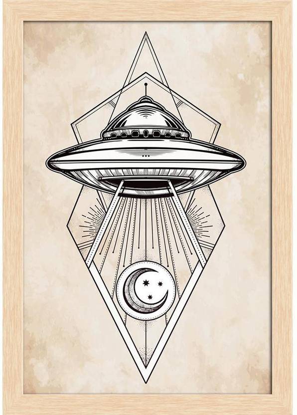 Artzfolio Alien Spaceship Framed Wall Art Painting Print Canvas 17 inch ...