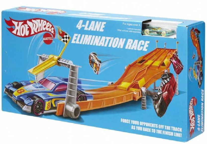 HOT WHEELS 4 Lane Elimination Race Track Set - 4 Lane Elimination Race ...