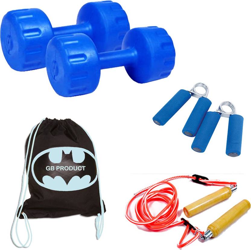 gb 1 KG Each PVC Dumbbell , Form Hand Grippers, Wooden Skipping Rope ...