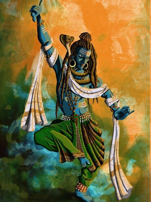 ravgar Lord Shiva Dancing Tandav Religion 12 by 16-Inch Rolled Canvas ...