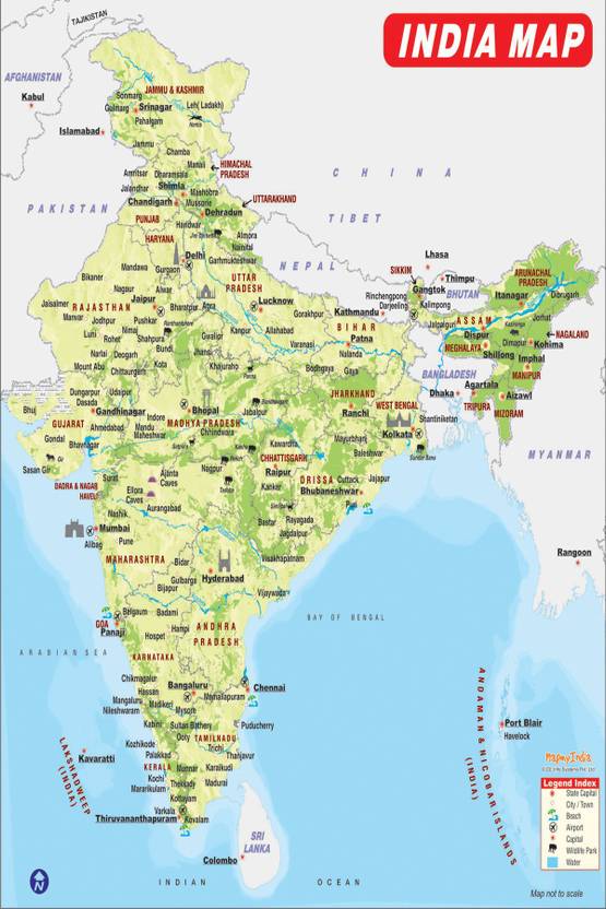 India map Poster Paper Print (18 inch X 12 inch, Rolled) Paper Print ...