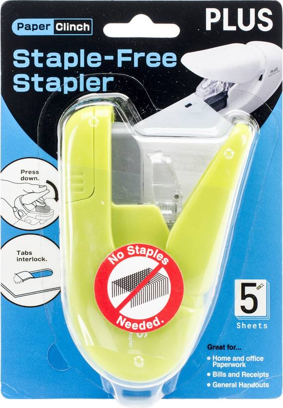 Plus Corporation Staple-Free Stapler Paper Clinch-Green - Staple-Free ...
