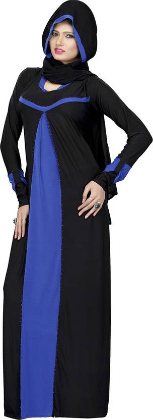 VIVA N DIVA 11194-Abaya Lycra Blend Self Design Abaya With Hijab Price ...