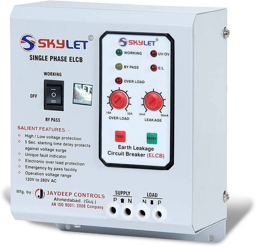 SKYLET Single Phase ELCB + RCCB with ADJUSTABLE OVERLOAD (up to 32A ...