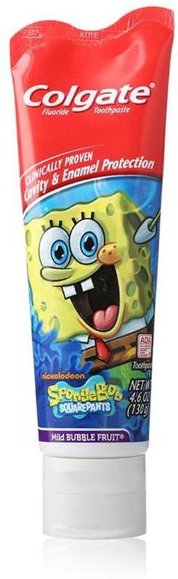 Colgate Fluoride Toothpaste 130g (4.6oz) - Mild Bubble Fruit (SpongeBob ...