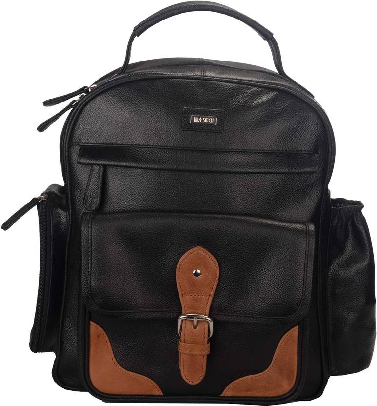 Hidestitch Pure Leather 20 Lt Black and Tan School Bag. 20 L Laptop ...