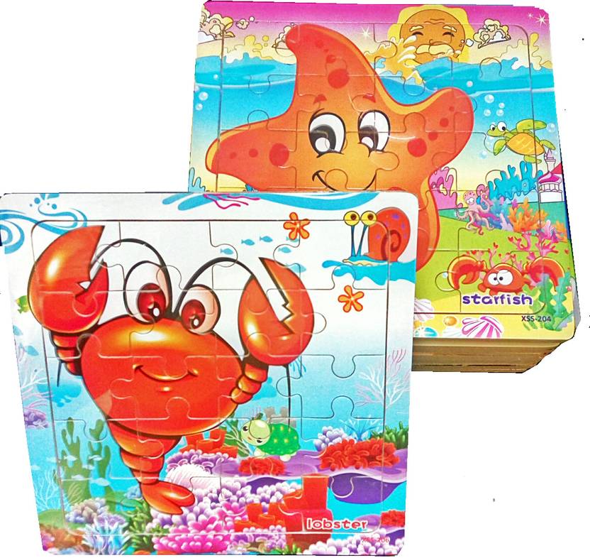 Shanaya Cartoon Sea Animals 20 pieces of a pattern Wooden Puzzles ...