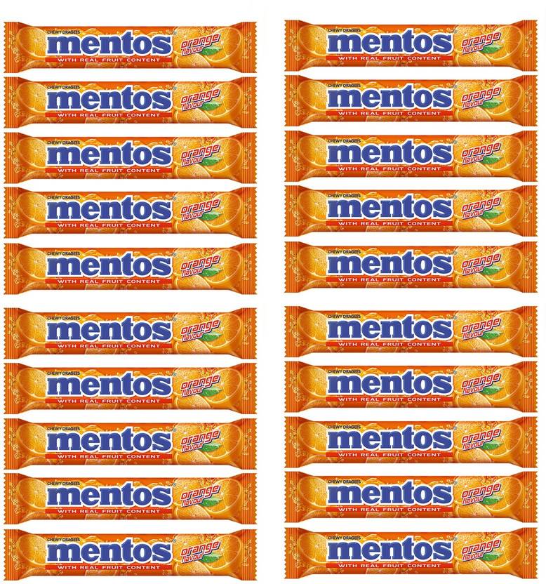 Mentos Chewy Orange Flavor Stick (31.2 g each) (Pack of 20) Orange ...