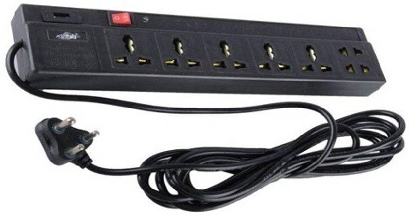 Get E Offer 5 Meter Extension Board 6 Port With Fuse (Black) 5 meter ...