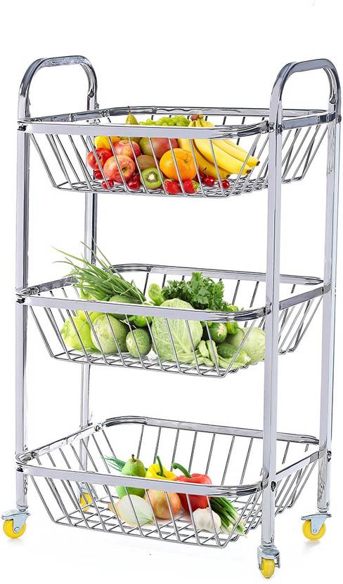 Home Creations 3 Layer square vegetable and fruit trolley for Modern ...