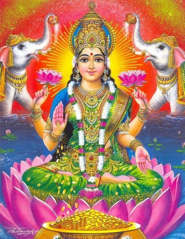 Maa Lakshmi - Portrait Vinyl Poster Paper Print - Religious posters in ...