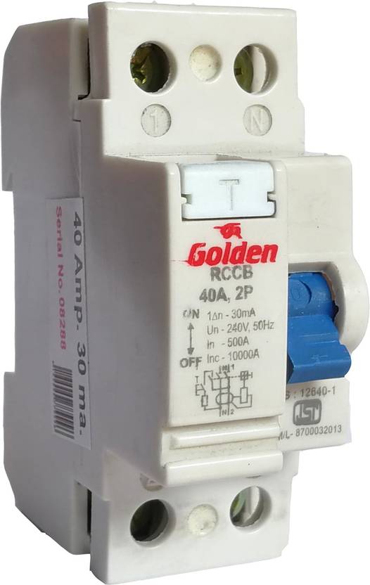 GR Golden Single Phase 2 Pole RCCB + ISI Marked MCB 40Amp/30ma With ...
