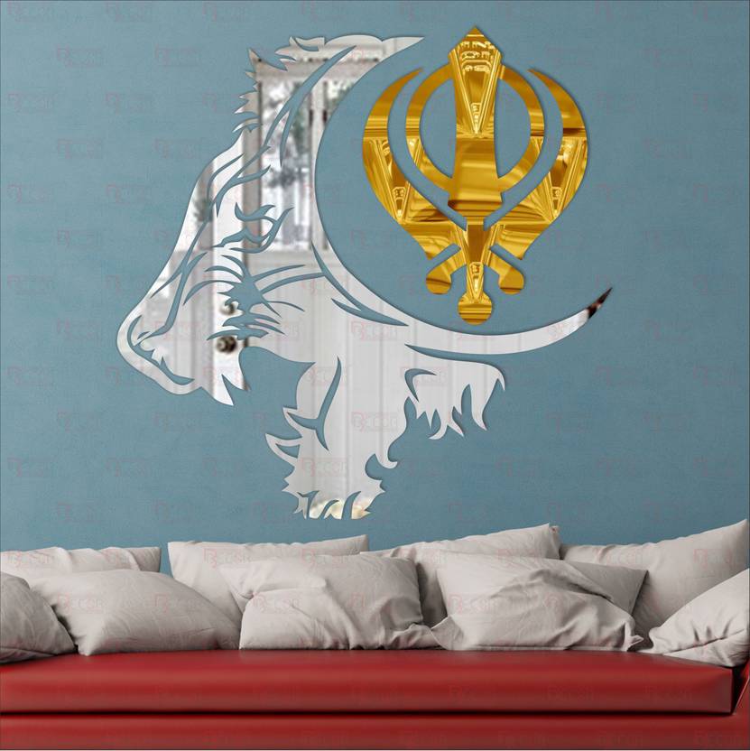 BEST DECOR Extra Large Sher A Punjab Silver (Pack Of 2) Acrylic Sticker ...