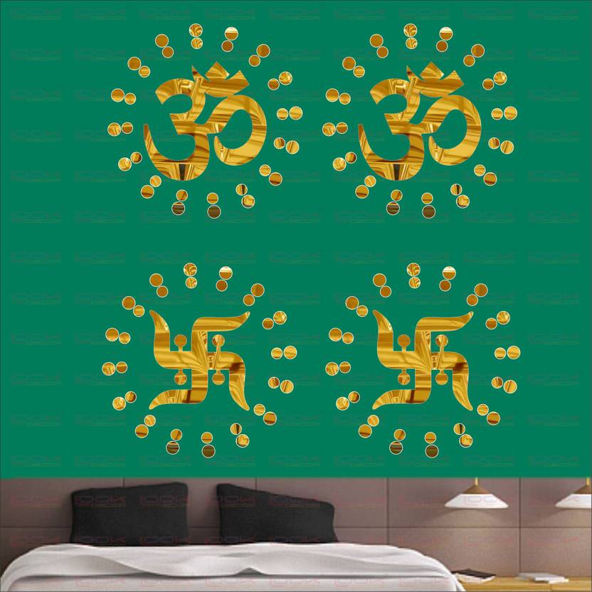 LOOK DECOR 80 cm Om Swastik And Dots Gold(Pack Of 2 Om 2 Swastik 80 ...