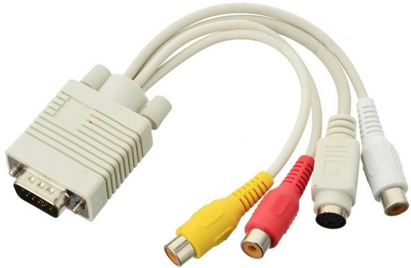 Techvik VGA Male to S-Video Cable AV TV Adapter Converter for PC , LCD ...