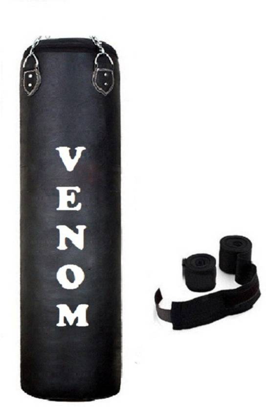 VENOM 4.5 Feet Long, PU, Black Color, Unfilled with Hanging Chain and 9 ...
