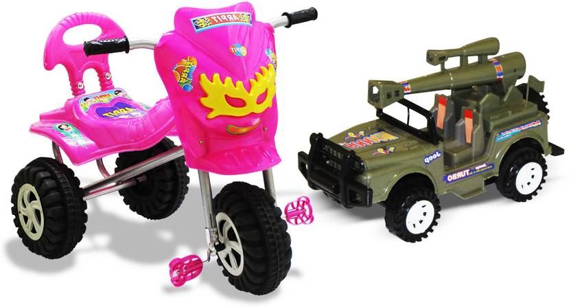 M-Max tricycle with jai jawan jeep Jeep Non Battery Operated Ride On ...