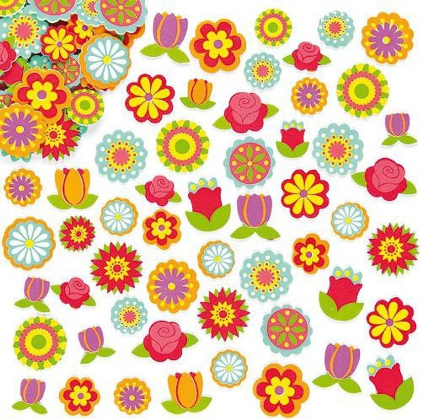 Baker Ross Flower Foam Stickers Self-Adhesive Shapes Kid'S Craft ...