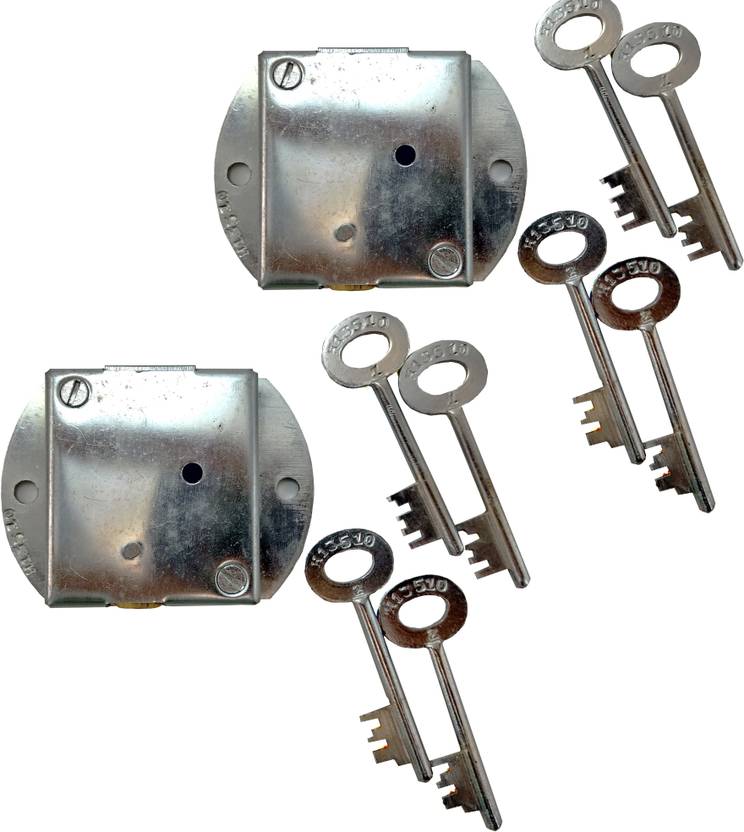 HLI 6 lever Almirah lock with double lock (pack of 2)(round 4 keys ...