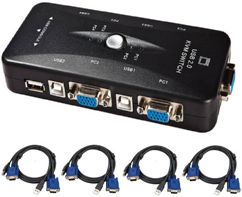 ANDTRONICS 4 Port USB 2.0 KVM Switch Box With 4 KVM Cables to Control ...