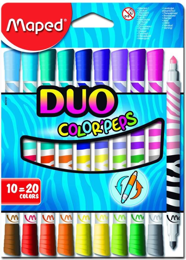 Flipkart.com | Maped Bicolor Duo Felt Tip 10 Pens 20 Colors Felt Tip ...