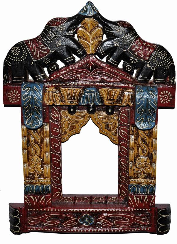 Lal Haveli Elephant Design Wall Showpiece Photo Frame Decorative Wood ...