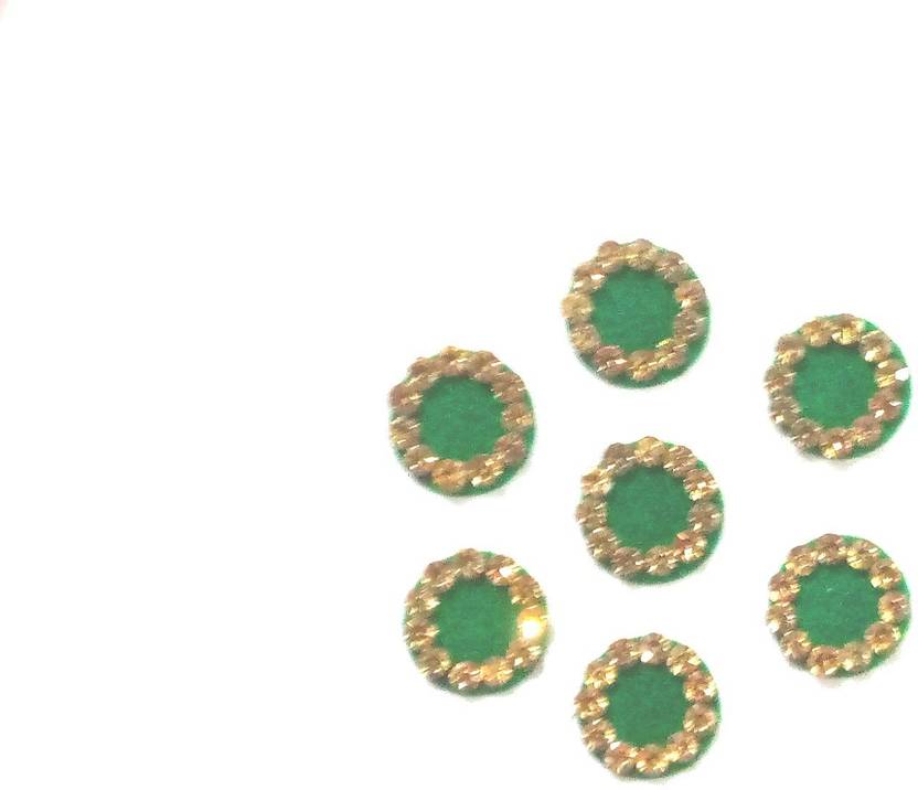 Shri Ji Collection Dark Green Golden Stone Bindi Forehead Green Bindis ...