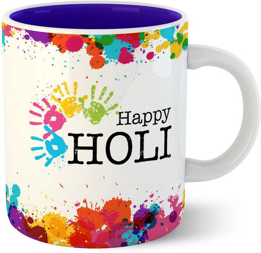 Chiraiyaa Happy Holi Festival - Inner Blue Printed Ceramic Coffee Mug ...