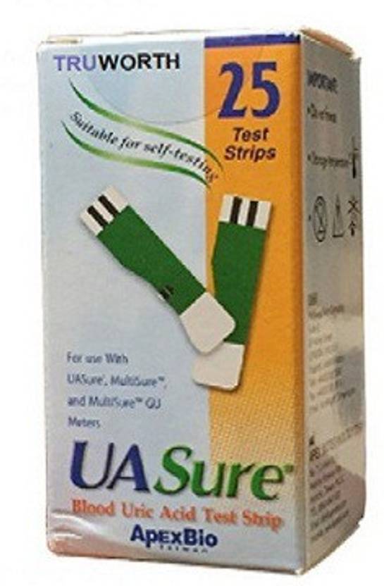 Truworth UA Sure (Uric Acid) Strip 25 Glucometer Strips Price in India ...