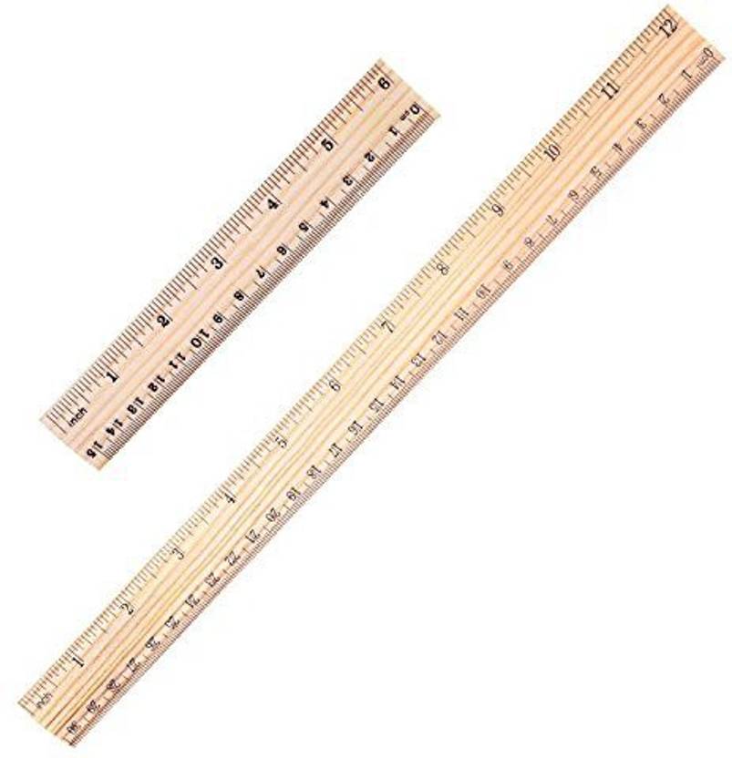 Generic Wood Ruler Wooden Ruler Set with Bilateral Scale, 12 Inch and 6 ...