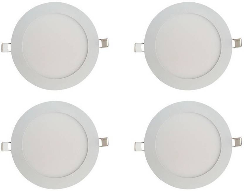 Citra 6W Round Shaped Slim LED Panel Lights (Pack of 4)(White) Recessed ...