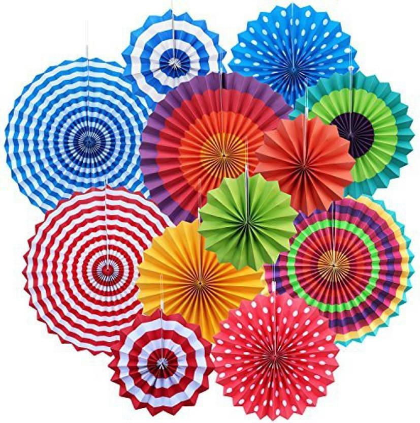 Yotako 12X Round Wheel Tissue Paper Fan Decorations Hanging Rosette ...