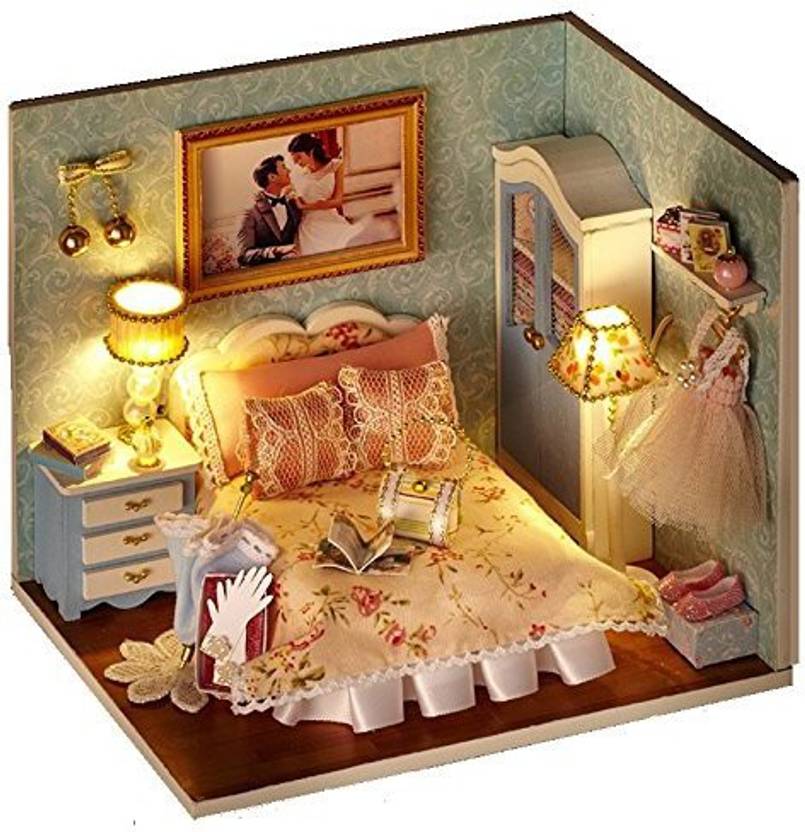 Cute Room Diy Wooden Dolls House Handcraft Miniature Kit Bedroom Model