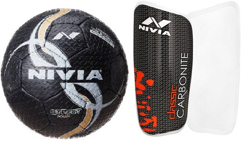 NIVIA Combo of two - One 'Classic Carbonite' shin guard (size- medium ...