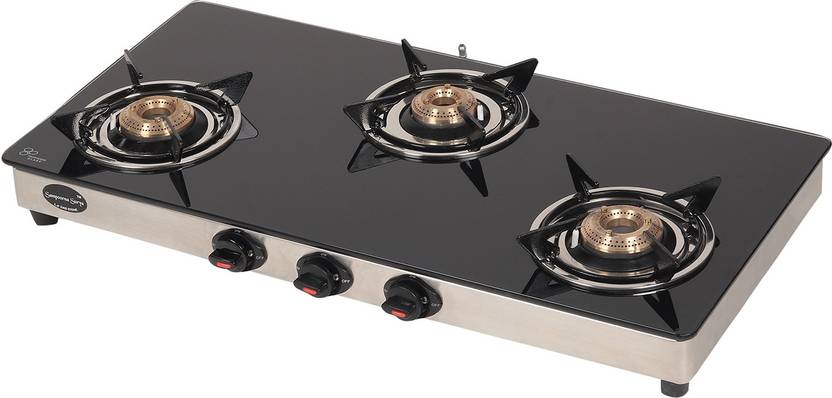 Sampoorna Surya GasStove 3 Burner Automatic Black Stainless Steel ...