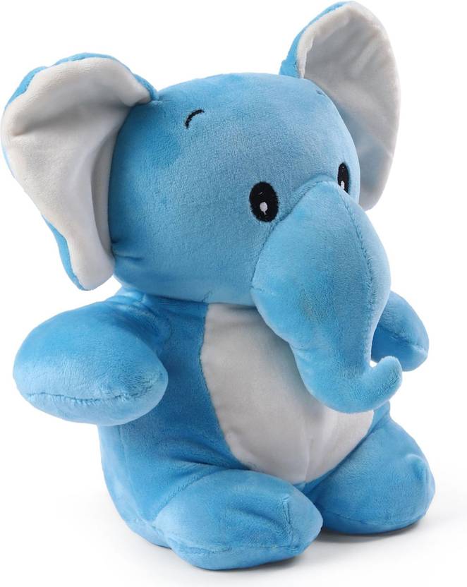 My Baby Excels Cute Elephant Plush With Embroidery Eyes Blue 28cm