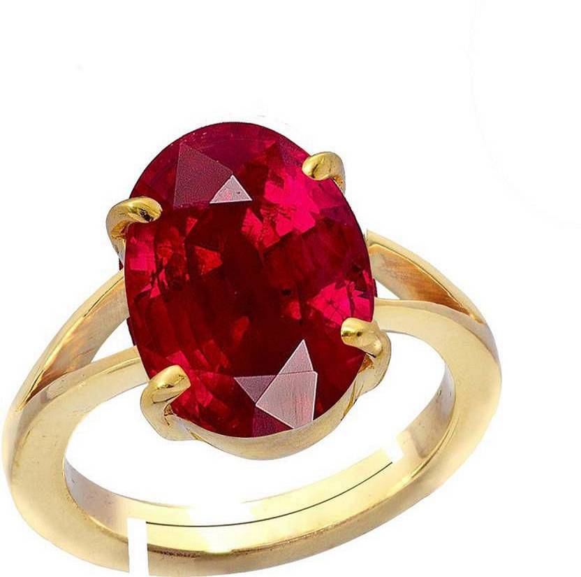 Jaipur Gemstone Ruby Ring With Natural Manik Stone Ruby Gold Plated Ring Price in India - Buy ...