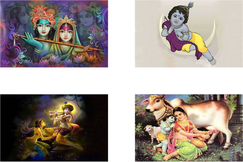 Lord Krishna Combo Poster set of Four Posters - bal krishna poster ...